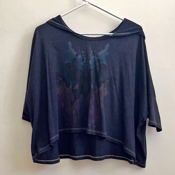 SOLOW | Tops | Solow Blue 2 Sleeve Boxy Tshirt With Hood | Poshmark